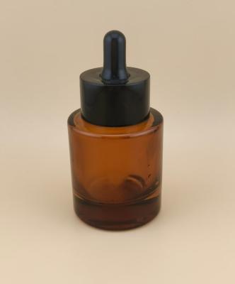 China Delicate Design Clear Brown Smooth Round Dropper Bottle for Essence for sale