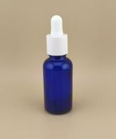 China Delicate Design Clear Dark Blue Smooth Round Dropper Bottle for Skincare for sale