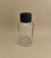 China Delicate Design Clear Smooth Round Glass Bottle with Special Lid for Medicament for sale