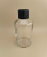 China Delicate Design Clear Smooth Round Big Glass Bottle with Special Lid for Medicament for sale