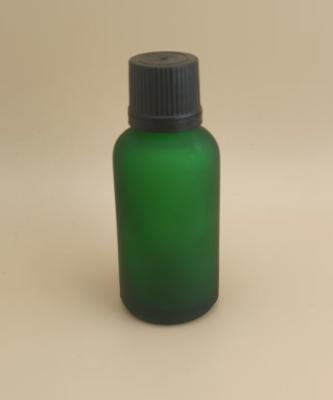 China Delicate Design Matte Clear Dark Green Smooth Glass Bottle for Essence for sale