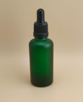 China Delicate Design Matte Clear Dark Green Smooth Dropper Bottle for Essence for sale