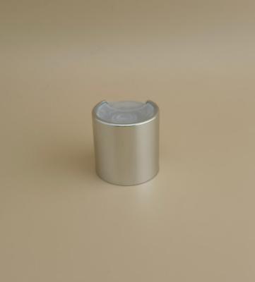 China Silvery Aluminium-Plastic Round Smooth Cap with Clear Button for Skincare Bottles for sale