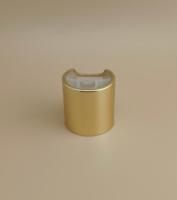 China Golden Aluminium-Plastic Round Smooth Cap with Clear Button for Skincare Bottles for sale
