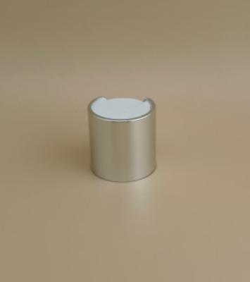 China Silvery Aluminium-Plastic Round Smooth Cap with White Button for Skincare Bottles for sale
