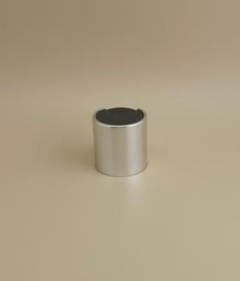 China Silvery Aluminium-Plastic Round Smooth Cap with Black Button for Skincare Bottles for sale
