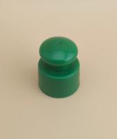 China Green Plastic Smooth Cap with Button for Cosmetic Bottles for sale