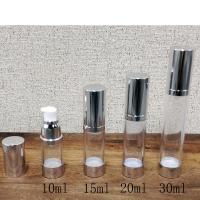 China Cylindrical 10ml 15ml 20ml 30m Silver PP Plastic Airless Pump Bottle with Popular Lotion Pump Bottle for sale