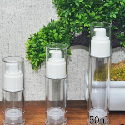 China Airless Lotion Pump Bottle Serum No DIP Tube Dispenser Transparent Cosmetic Packaging Refillable for sale