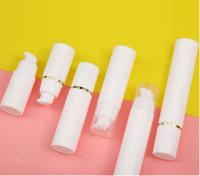 China Cylindrical 15ml 30ml White PP Plastic Airless Bottle with Snap Lotion Pump for sale