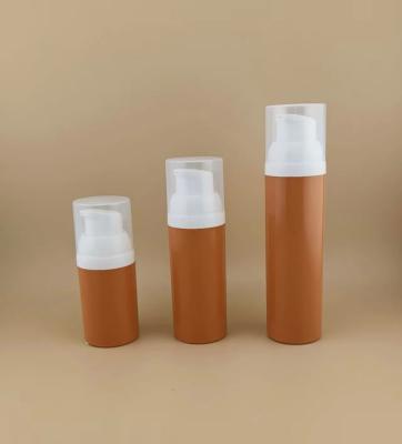 China New Design Brown Portable Plastic Airless Bottle and Travel Convenience with Clear Cover B for sale