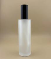 China Matte Transparent Glass Bottle with Black Treatment Pump for Cosmetic for sale