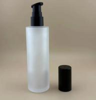 China Matte Transparent Glass Bottle with Black Treatment Pump for Cosmetic for sale