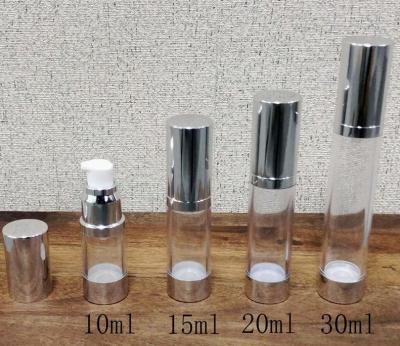 China Cylindrical Silver PP Plastic Airless Pump Bottle with Popular Lotion Pump Bottle 5ml 15ml 20ml 30ml for sale