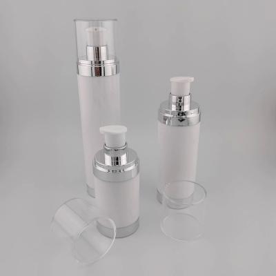 China 15ml 30ml 50ml AS round transparent black custom airless bottles serum lotion airless pump bottle for sale