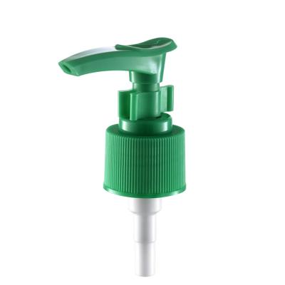 China 24/410 Green Custom PP Material Lotion Dispenser Pump with Clip Lock for Liquid Soap Skin Care Lotion for sale