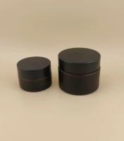 China Nice Design Black Glasses Cream Jar with Screw Lid for Lotion for sale