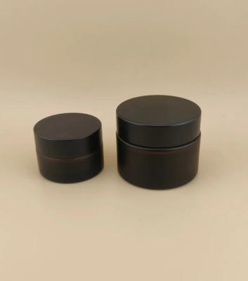 China Nice Design Black Glasses Cream Jar with Screw Lid for Lotion for sale