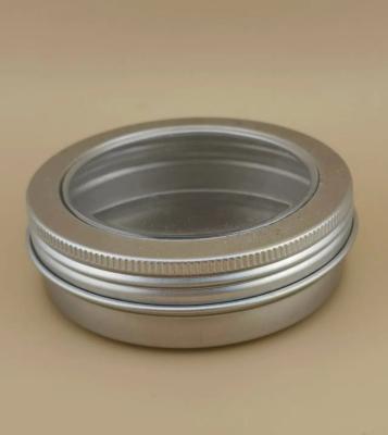 China Big Silvery Aluminum Case with Clear Screw Cap for Cosmetic for sale