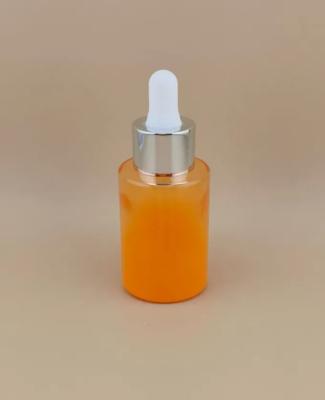 China New Design Clear Gradual Change Orange Smooth Round Dropper Bottle for Essence for sale
