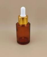 China New Design Clear Light Brown Smooth Round Dropper Bottle for Essence for sale