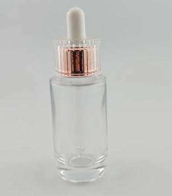 China 30ml Transparent Skincare Serum Essential Oil Bottles for Glass for sale