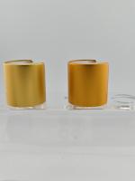 China Yellow Aluminium-Plastic Round Smooth Cap with Clear Button for Skincare Bottles for sale