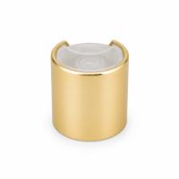 China Yellow Aluminium-Plastic Round Smooth Cap with Clear Button for Skincare Bottles for sale