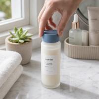 China Bluegrey Plastic Round Smooth Matte Cap for Cosmetic Bottles for sale