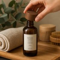 China Wood Grain Plastic Round Smooth Cap for Cosmetic Bottles for sale