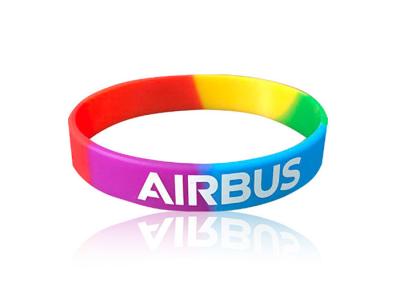 China Custom Segmented Silicone Wristbands 202x12x2mm Debossed Fill Color Promotional Bracelets for sale