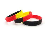 China Custom Segmented Silicone Wristbands 202x12x2mm Debossed Fill Color Promotional Bracelets for sale