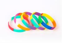 China Custom Segmented Silicone Wristbands 202x12x2mm Debossed Fill Color Promotional Bracelets for sale