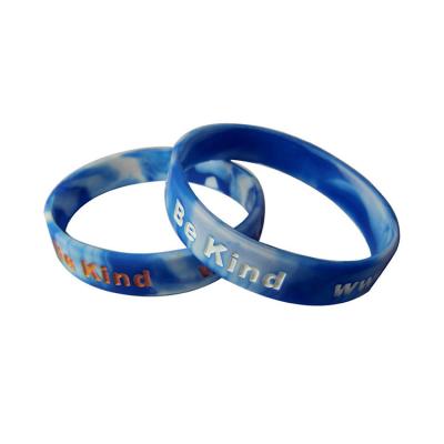 China Custom Silicone Wristband 210x12x2mm Debossed Color Fill with Your Logo for sale
