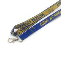 China Yellow Logo Woven Neck Lanyards ID Card Neck Lanyard With Thumb Trigger for sale