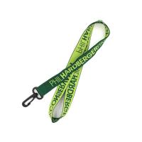China 460mm Length Custom Woven Neck Lanyards Light Green Logo With Plastic Hook for sale