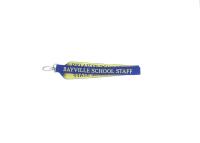 China Custom Flat Woven Polyester Lanyard 10mm Width with Metal Oval Hook for ID Badge for sale