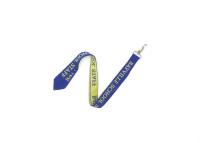 China Custom Flat Woven Polyester Lanyard 10mm Width with Metal Oval Hook for ID Badge for sale