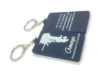 China Custom Soft PVC Rubber Keychain Dark Blue Square 2D 3D Effect 50mm for sale