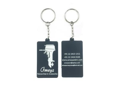 China Custom Soft PVC Rubber Keychain Dark Blue Square 2D 3D Effect 50mm for sale