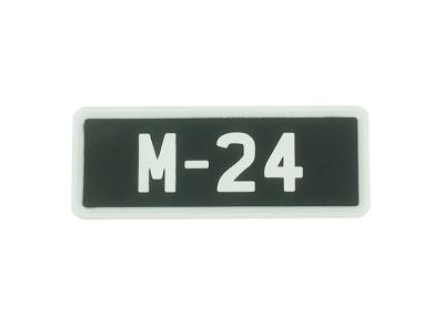 China Custom Soft PVC Patches 70x25x2mm Black White Square Shape Business Badges for sale