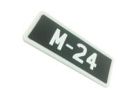 China Custom Soft PVC Patches 70x25x2mm Black White Square Shape Business Badges for sale