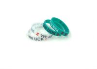 China Custom Silicone Bracelets 250mm x 12mm x 2mm with Colorful Infilled Logo for sale