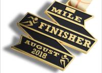 China Logo Custom Ribbon Shape Custom Award Medals Soft Enamel Die Casting Plated for sale