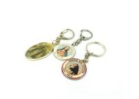 China Religious Style Promotional Metal Keychains , Epoxy Gold Metal Key Ring for sale