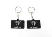 China Black Double Size Custom Logo Keychains , Promotional Key Rings 50mmx35mmx2mm for sale