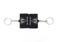China Black Double Size Custom Logo Keychains , Promotional Key Rings 50mmx35mmx2mm for sale