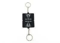China Black Double Size Custom Logo Keychains , Promotional Key Rings 50mmx35mmx2mm for sale