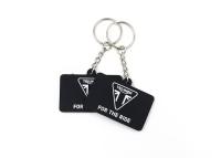 China Black Double Size Custom Logo Keychains , Promotional Key Rings 50mmx35mmx2mm for sale