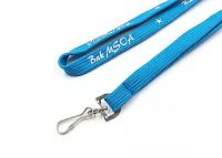 China Classic Logo Custom Tubular Lanyards Flat Strap With Hook For ID Badge for sale